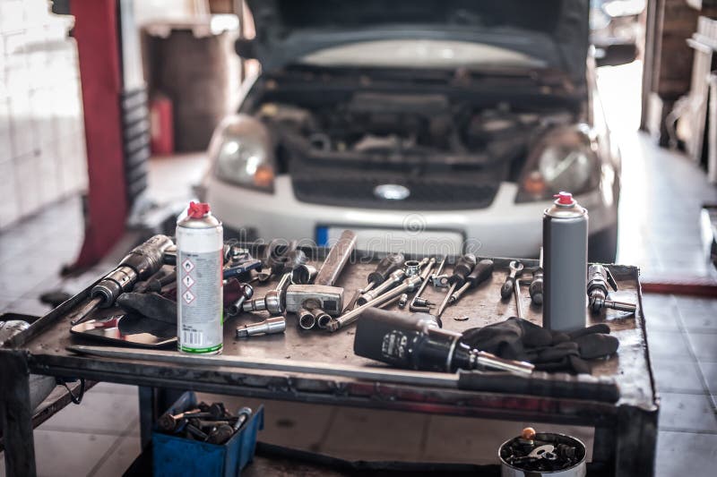 Motor Vehicle Checking and Testing in Service Workshop Stock Photo ...