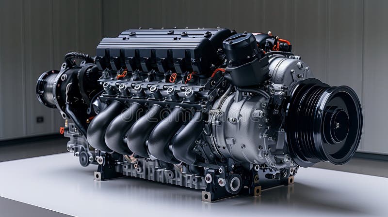 A Motor Vehicle Engine on White Table, Surrounded by Automotive Design ...