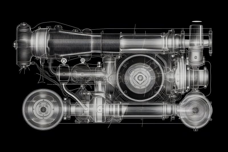 Motor Visualization Digital Neural Network Ai Generated Stock Illustration Illustration Of