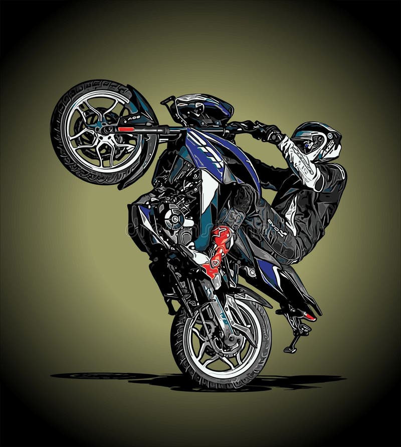 Motor Wheelie Vector Template Blue Background Stock Vector ...