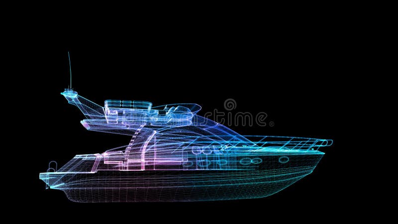 Motor Yacht. 3d Mesh Model Yacht Stock Video - Video of boat, power ...