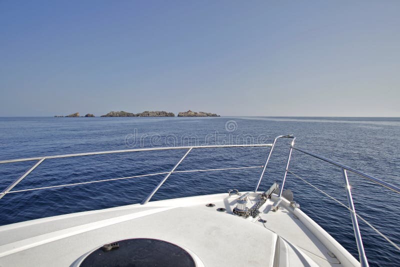Motor yacht sailing stock photo. Image of summer, aboard - 54228190