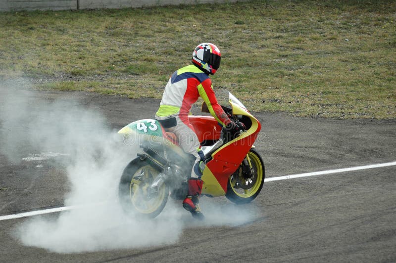 Motorbike burnout stock photo. Image of boots, race, protections - 83236