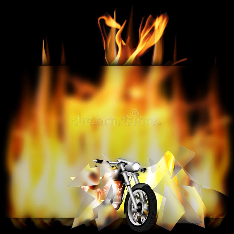 Chopper motorcycle on fire stock vector. Illustration of fire - 510457