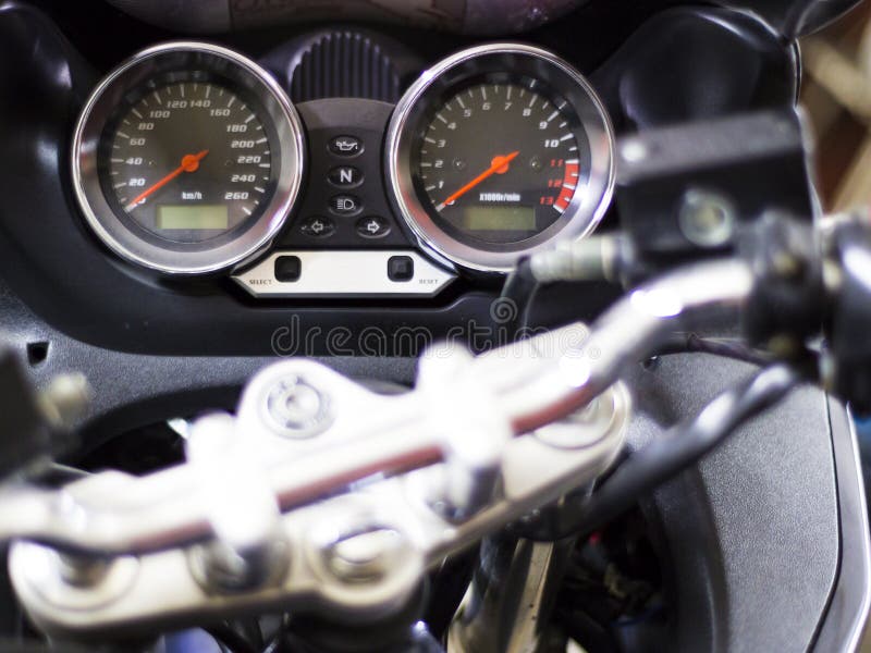 Motorbike Control Panel with Speedometer Stock Photo - Image of ...