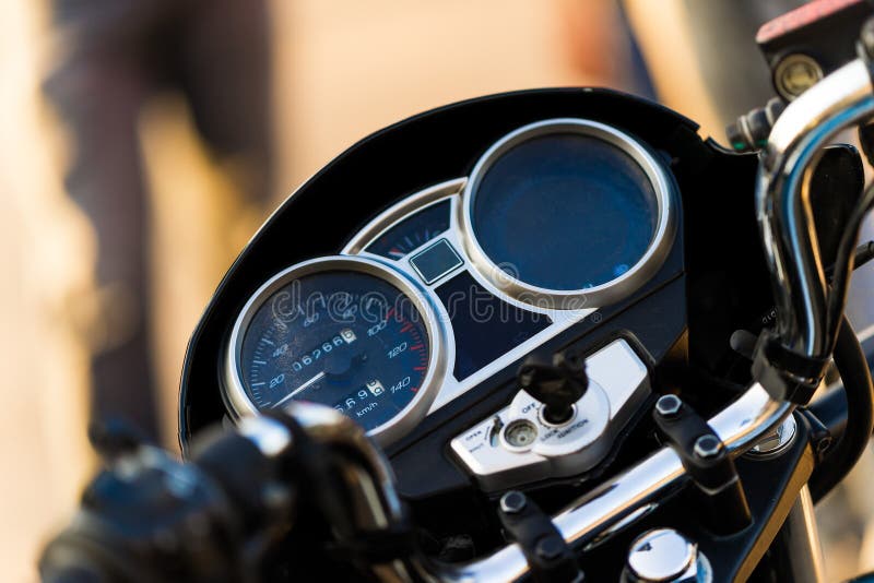 Motorbike Control Panel with Speedometer Stock Image - Image of cold ...