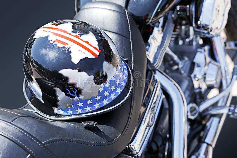Closeup of Red White and Blue American Flag Motorcycle Helmet Stock ...