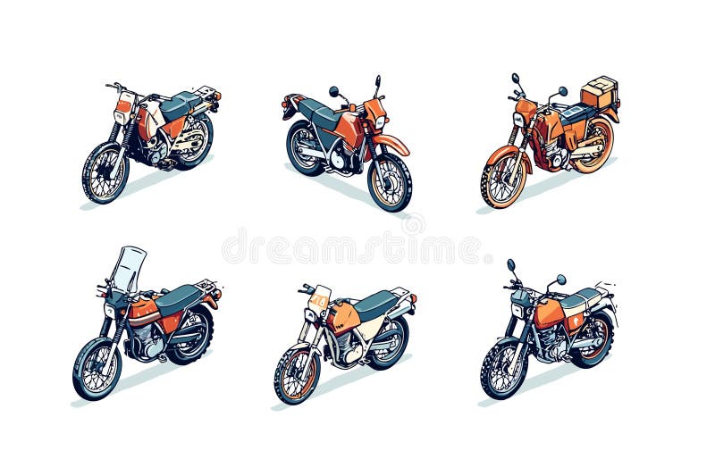 Motorbike Isometric Set Collection Isolated Stock Vector - Illustration ...