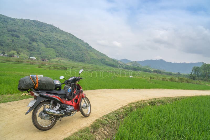 Motorbike in between Fields and Roads Stock Image - Image of beast ...