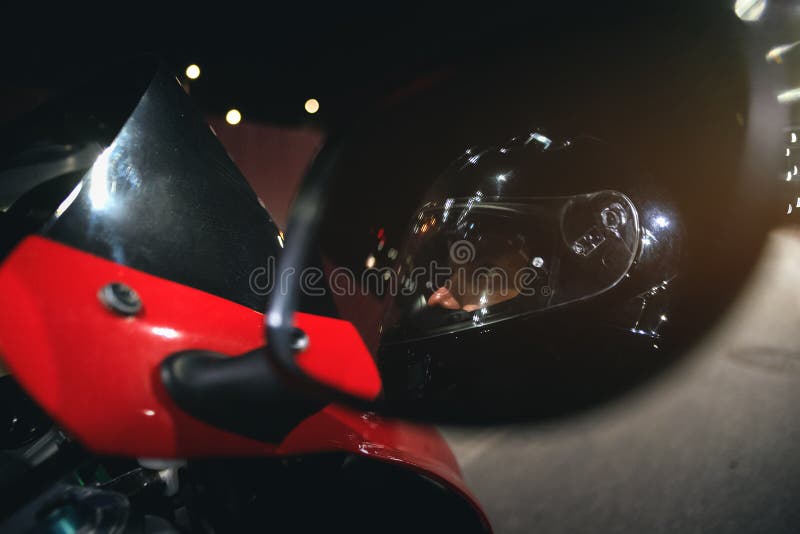 A motorbiker stock image. Image of mirror, biker, racer - 227974909