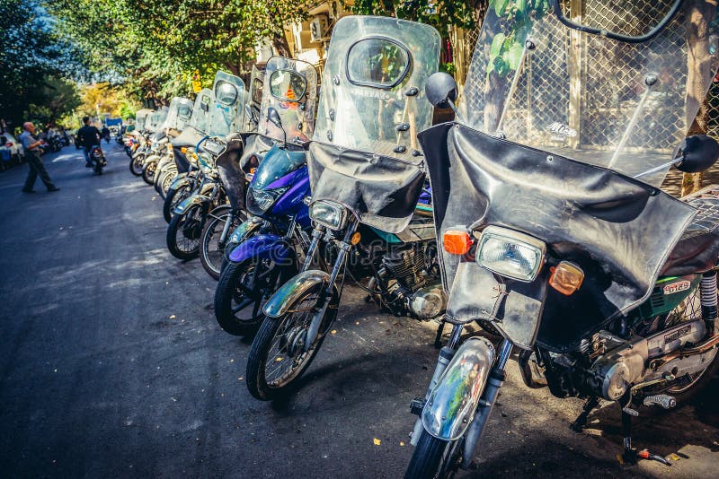 Motorbikes in Tehran editorial stock image. Image of persia - 112014079