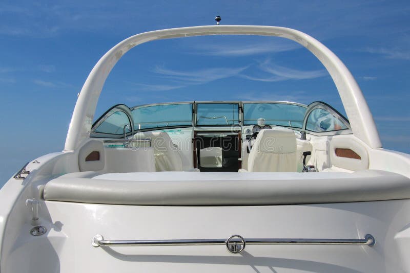Motorboat back view stock image. Image of sportive, boat - 64338155