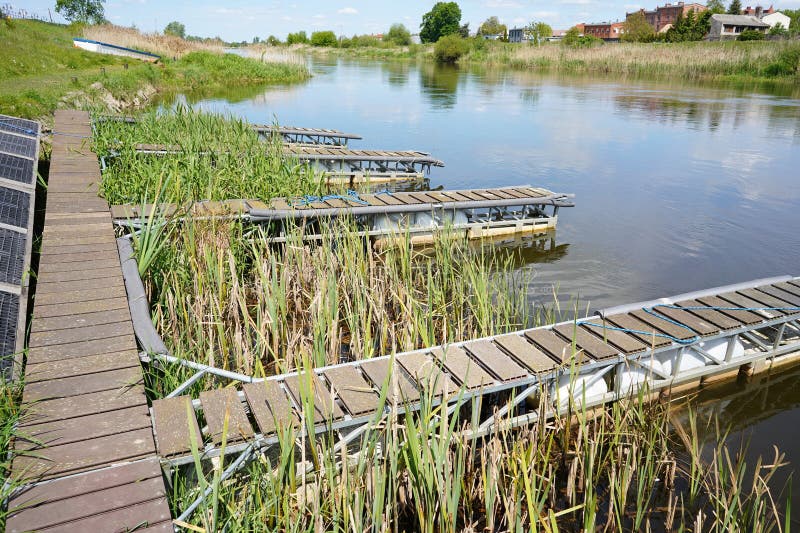 Motorboat Platform on the River. Deck for the Boats at the Lake Stock ...