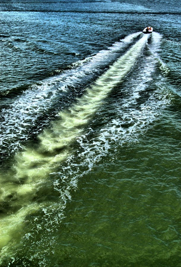 Wake In Water From Boat With Washington State Ferry In The Background ...
