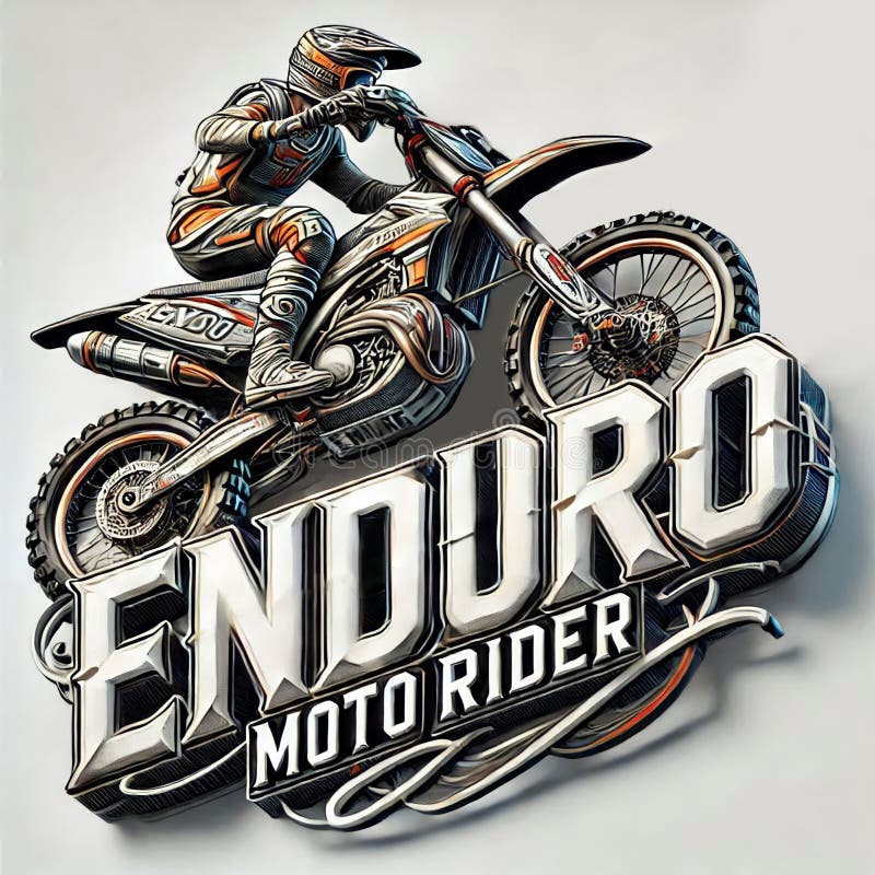 Motorcross Design with Enduro Moto Rider Writing Stock Illustration ...