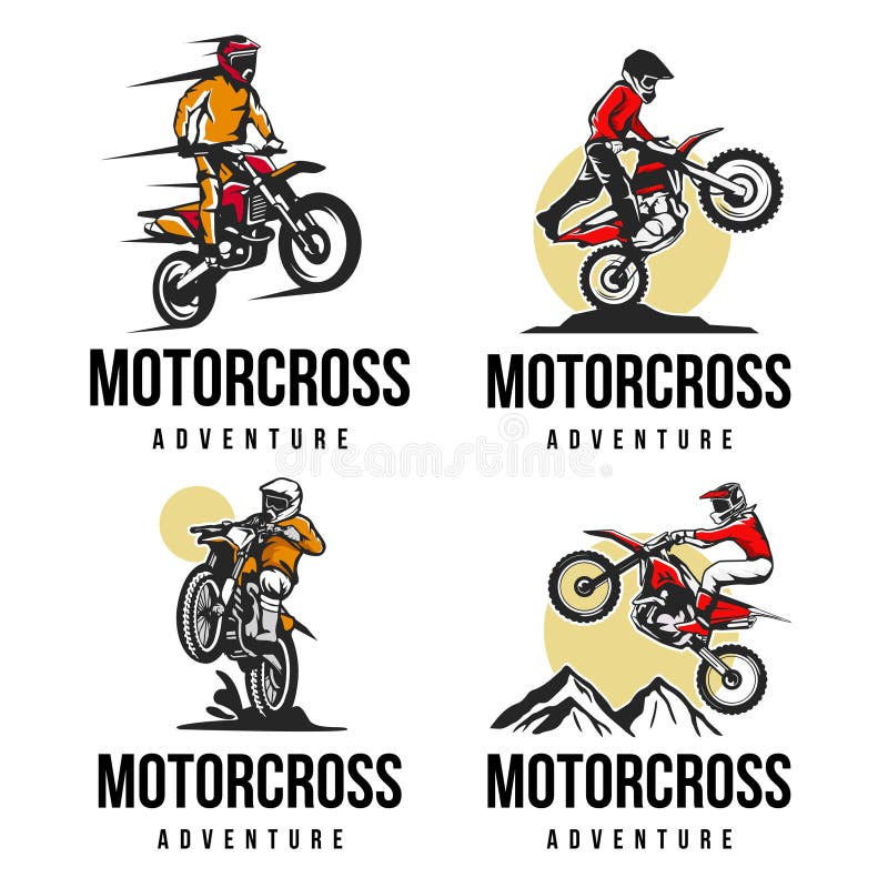 Motorcross Logo Design Vector Template Stock Vector - Illustration of ...