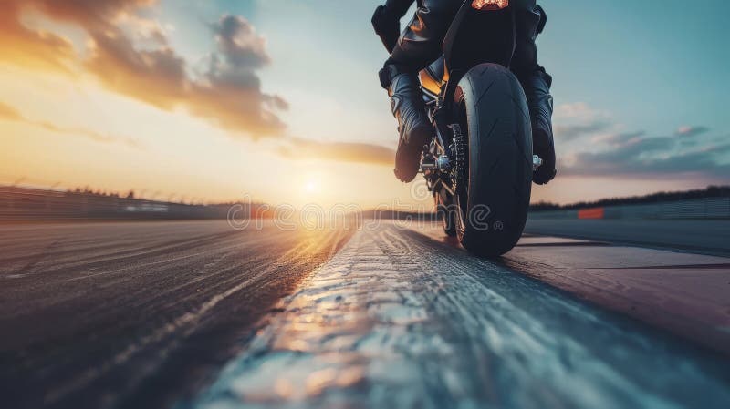 Motorcycle Accelerating Towards the Finish Line in an Intense and ...