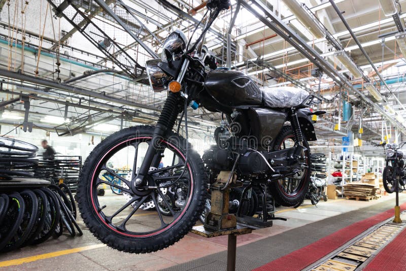Motorcycle Assembly Line in a Modern Factory Stock Photo - Image of ...