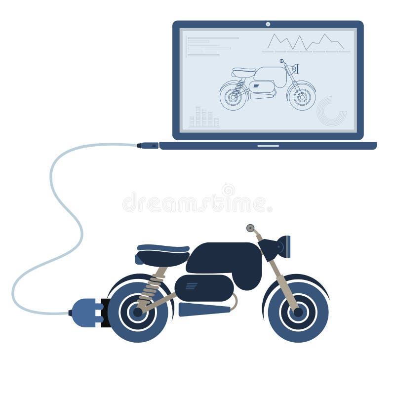 Motorcycle Automation Using Laptop Stock Vector - Illustration of ...