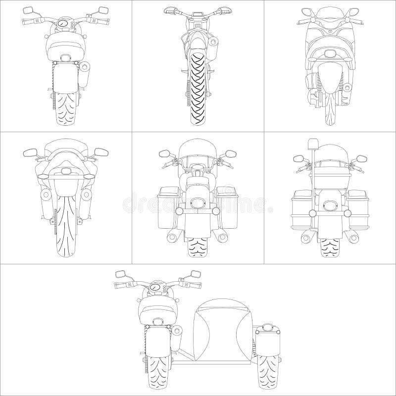 Motorcycle Back View Set Painting Canvas Set Vector Illustration Stock ...