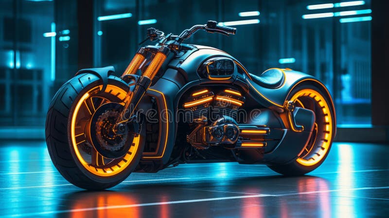 Motorcycle of a Beautiful Transportation with Futuristic Design. AI ...