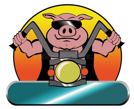 Motorcycle Biker Hog on a Harley Stock Illustration - Illustration of ...