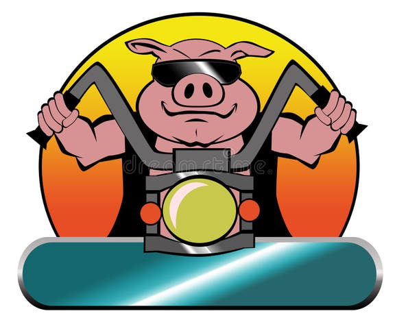 Motorcycle Biker Hog on a Harley Stock Illustration - Illustration of ...