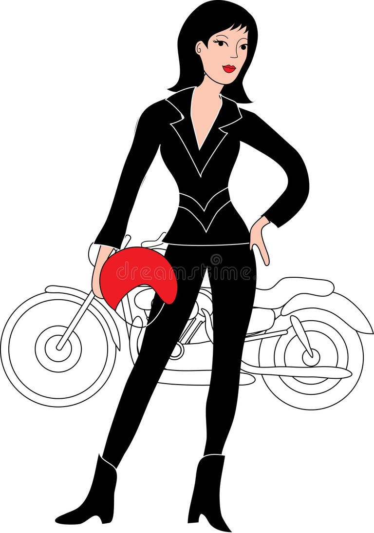 Black Lady Motorcycle Rider Stock Illustrations – 228 Black Lady ...