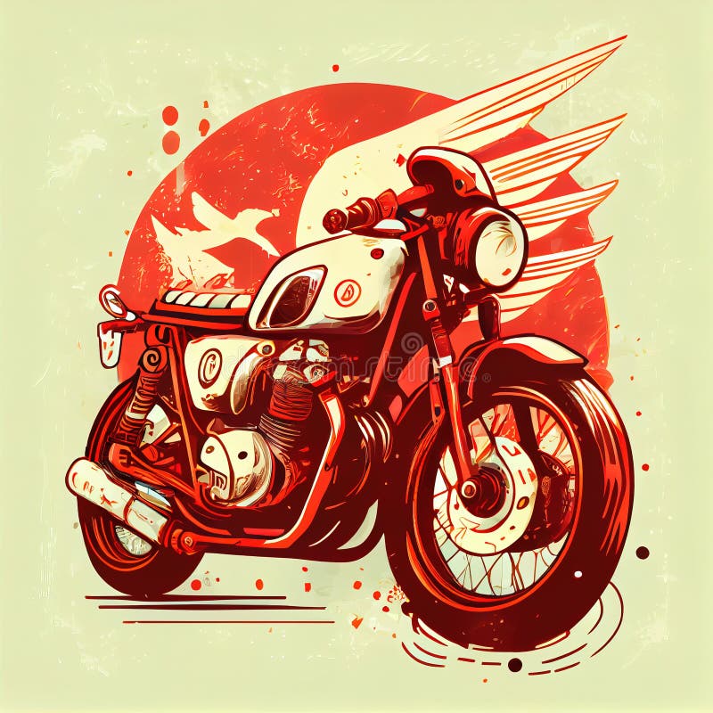 A Motorcycle with a Bird on the Back of it S Seat and Wings on the ...