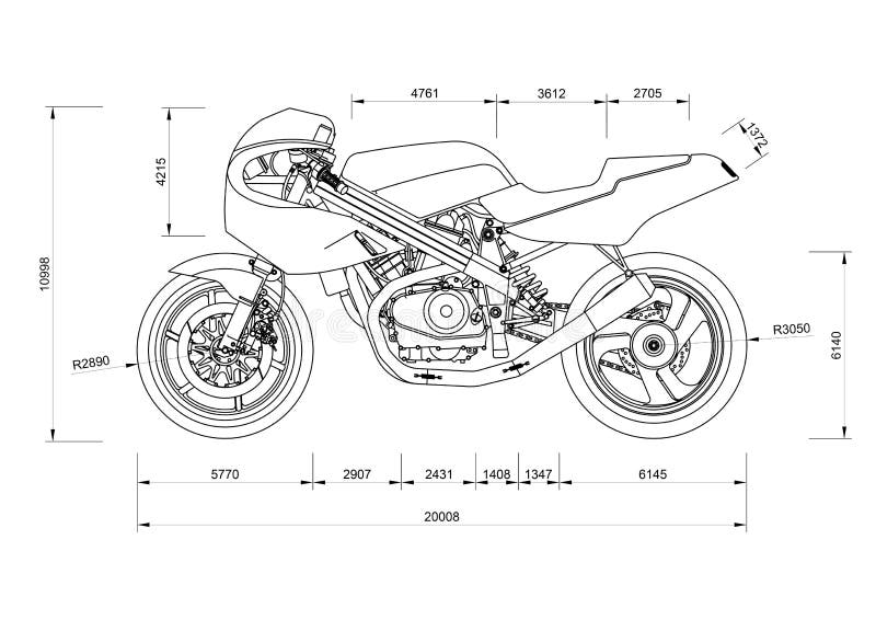 Motorcycle Blueprint - Isolated Stock Illustration - Illustration of ...