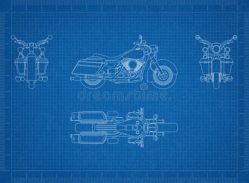 Motorcycle Blueprint - Isolated Stock Illustration - Illustration of ...