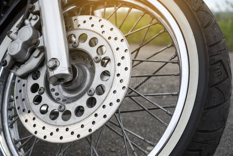 Motorcycle Brake Disc on a Wheel Close-up Stock Image - Image of round ...