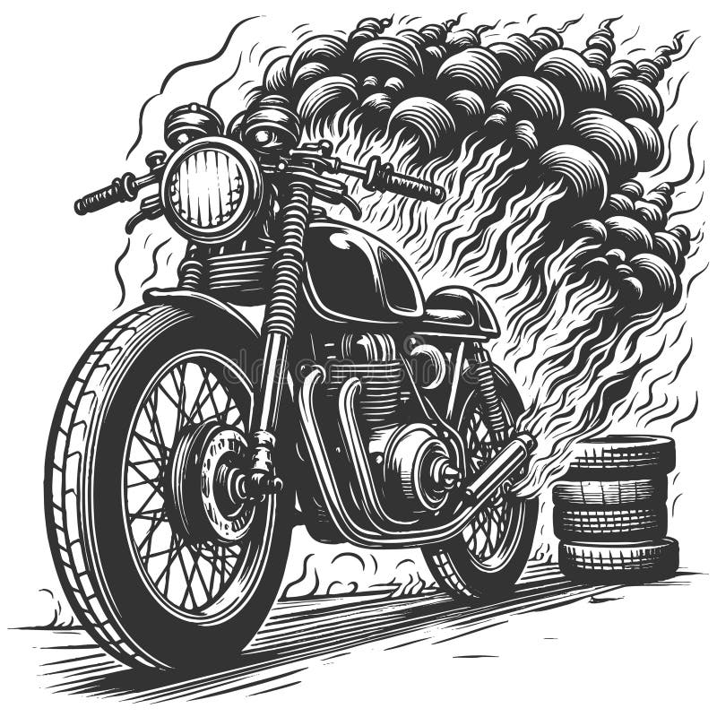 Motorcycle Burnout with Smoke Clouds Vector Stock Illustration ...