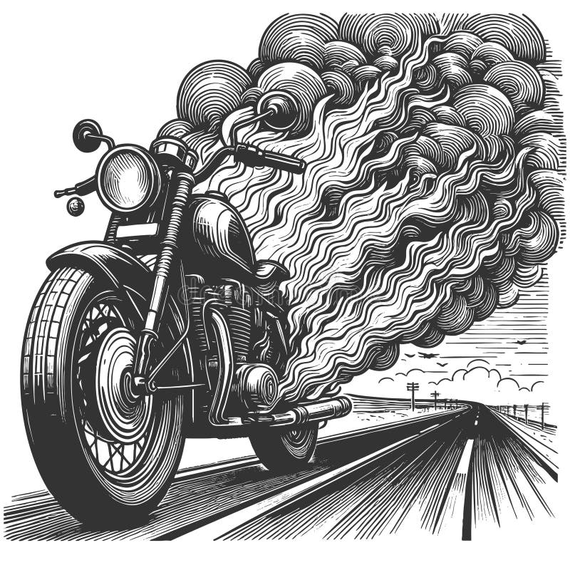 Motorcycle Burnout with Smoke Clouds Vector Stock Illustration ...