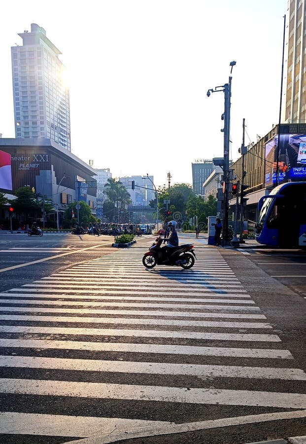 Motorcycle in the Center of Zebracross Editorial Photo - Image of ...