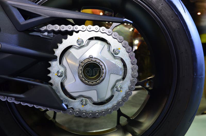 Motorcycle Chain in Bigbike. Stock Image - Image of biker, gear: 65446741