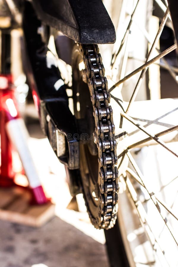 Motorcycle Chain Drive stock photo. Image of control - 76194738