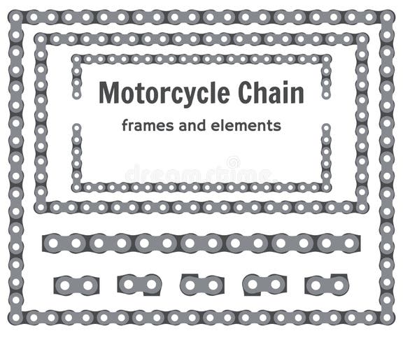 Motorcycle Chain Frames and Elements Set Stock Illustration ...