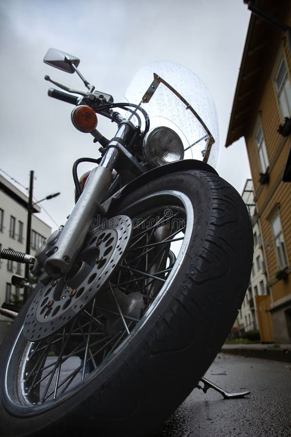 Motorcycle Chopper Under Rain on the Floor Stock Image - Image of blue ...