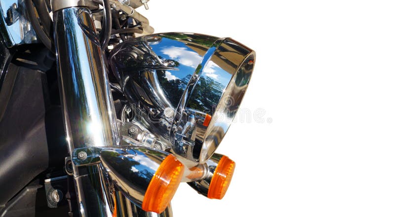 Motorcycle. Close-up on Its Front Part: Reflector and Blinkers. Stock ...