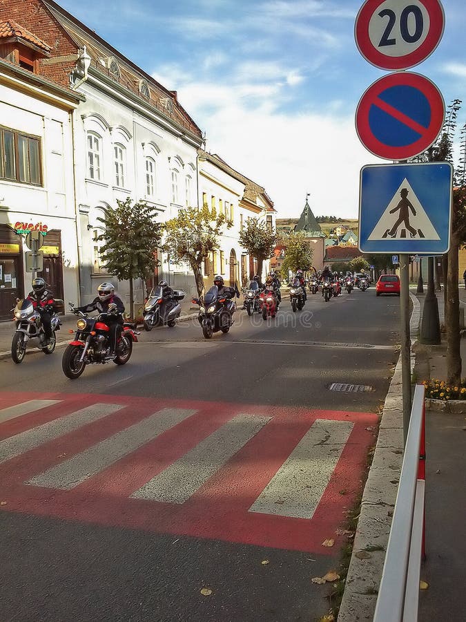 Motorcycle Club Arriving in Town Editorial Stock Photo - Image of ...