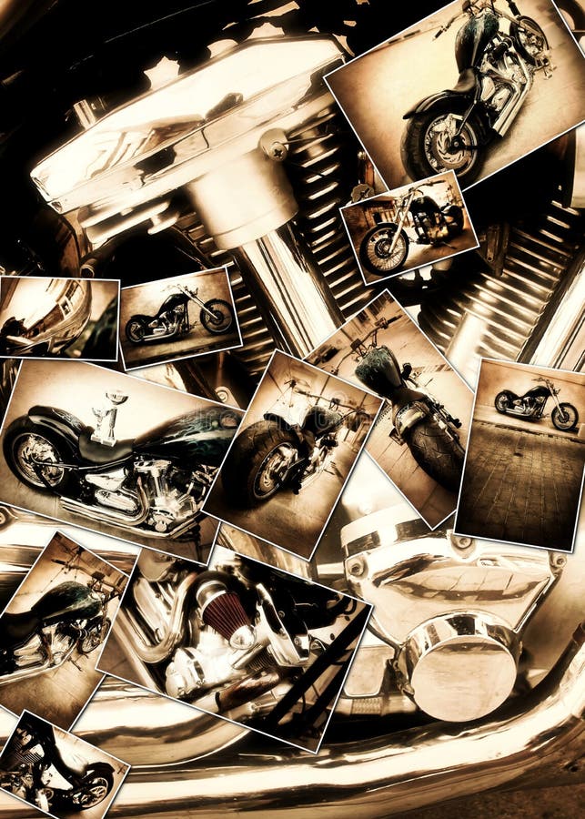 Motorcycle collage stock illustration. Illustration of photograph ...