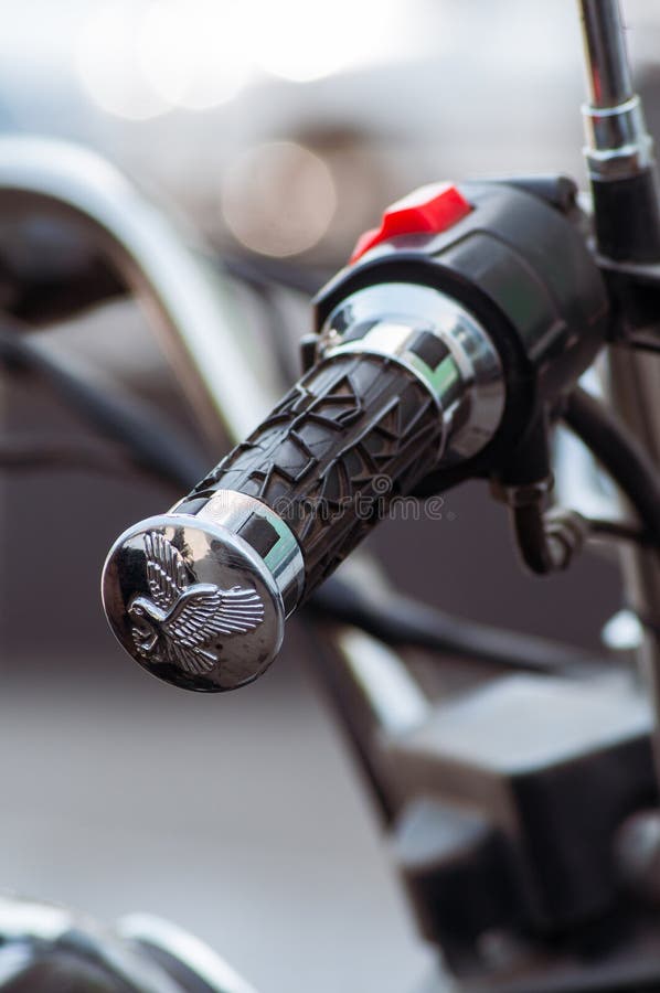 Motorcycle Control Handle with Beautiful Chrome Eagle Stock Photo ...