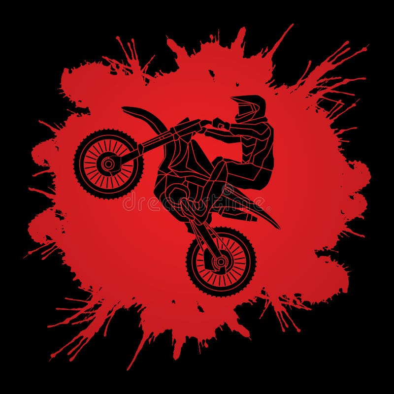 Motorcycle Cross Jumping Graphic Stock Vector - Illustration of flying ...