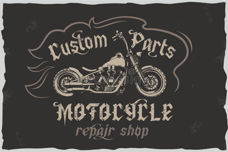 Motorcycle Custom Repair Vector Emblem Stock Vector - Illustration of ...