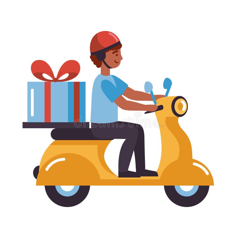Motorcycle Delivery Gift Box Icon Stock Vector - Illustration of ...