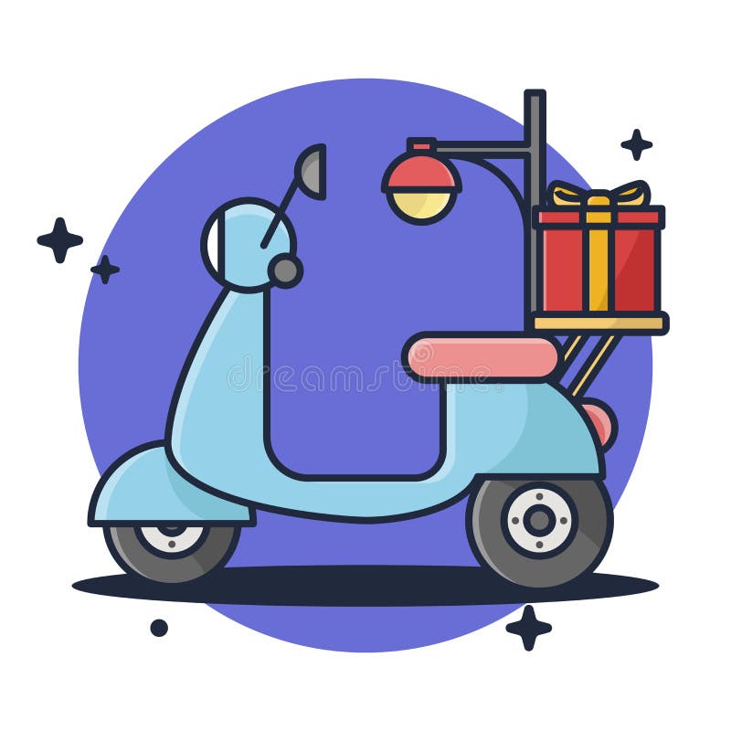 Motorcycle Delivery Gift stock vector. Illustration of pizza - 173388438