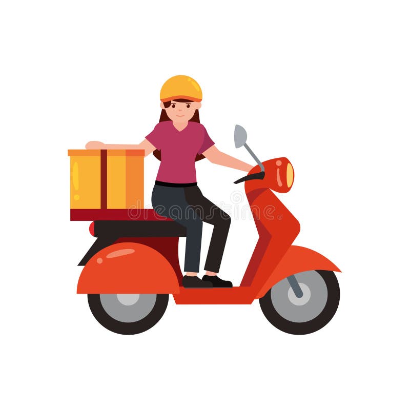 Motorcycle Delivery Worker with Parcel Express Stock Illustration ...