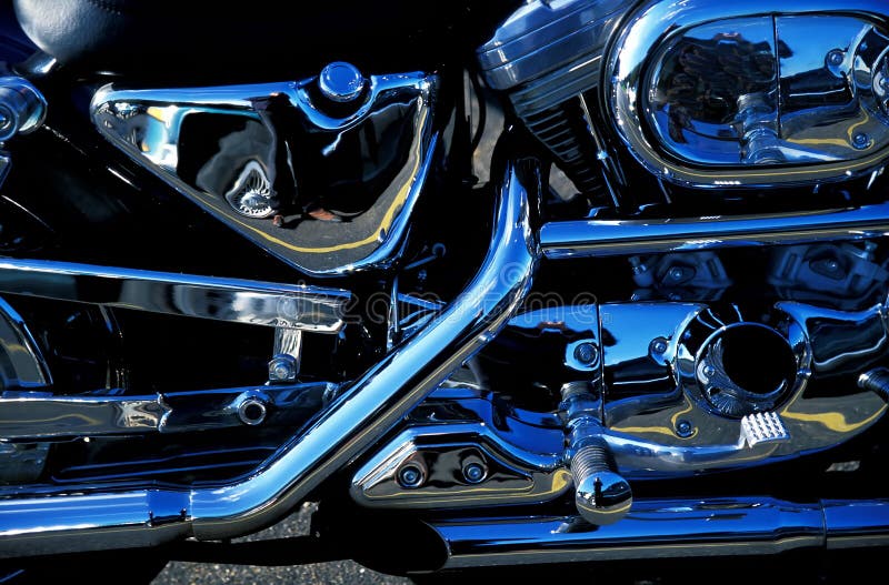 Motorcycle Detail stock image. Image of pipes, honda, blue - 611177
