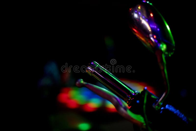 Motorcycle Details in Colored Light. Transport at Disco Stock Photo ...